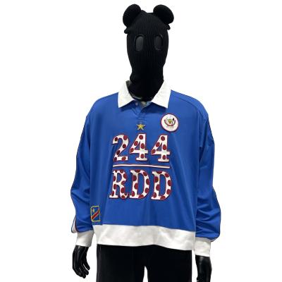 China High Quality Custom Polo Long Sleeve Football T-Shirts for Men Vintage Number Embroidery Logo Classic StreetWear Soccer Jersey for sale