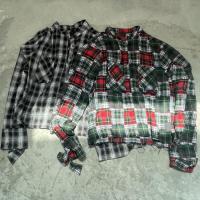 China Clothing Manufacturers Custom Baggy Retro Zip up Button up Plaid Flannel T Shirt for Men Vintage Cotton Cropped Oversized Shirt for sale