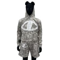 China Custom Men Sportswear Camouflage Rhinestone Streetwear Tracksuit Manufacturer High Quality Sweatsuit Camo Hoodie and Shorts Set for sale