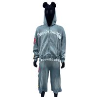 China Manufacturer Custom Men's Sports Fitness Distressed Sweatsuit Acid Wash Streetwear Tracksuit Flared Sweatpants and Hoodie Sets for sale