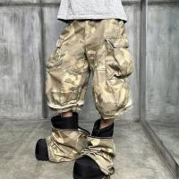 China Wholesale Custom Camouflage Prints Baggy Denim Jeans Homme Streetwear Zip Convertible Shorts Camo Cargo Sweat Pants for Men for sale