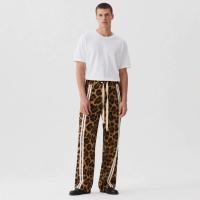 China Custom Stacked Wide Leg Stripe Baggy Jogging Mens Sweatpants Trousers French Terry Straight Leopard Print Sweat Pants for Men for sale