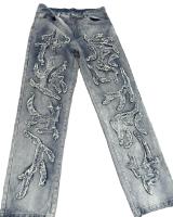 China Wholesale Custom Distressed Acid Wash Denim Design Y2K Jeans Embroidery Patch Baggy Ripped Skinny Sweat Pants Jeans for Men for sale