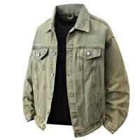 China Wholesale Vintage Streetwear Long Outfits Denim Men's Jacket Custom Hip Hop Y2k Designer Letterman Varsity Autumn Jacket for Men for sale