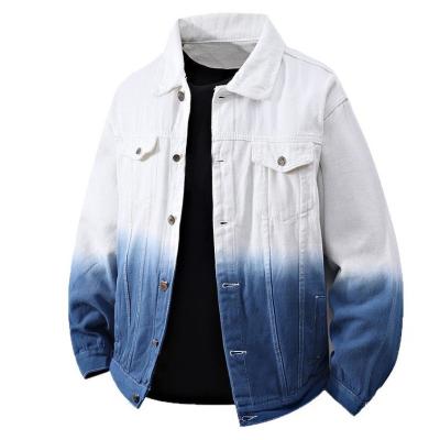 China 2025 Hot Selling Denim Coat Patchwork Gradient Men's Jacket Manufacturer Custom Blank Autumn Outdoor Varsity Jacket for Men for sale