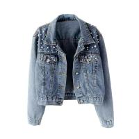 China Hot Sale Designer Women's Oversize Baggy Denim Jacket Custom Cowboy Hip Hop Acid Wash Casual Pearl Ropa De Mujer Lapel Coats for sale