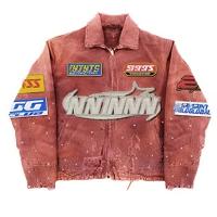 China Custom Designer Vintage Distressed Windbreaker Denim Jacket Joggers Embroidery Rhinestone Plus Size Varsity Coat Jacket for Men for sale