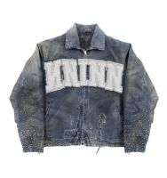 China Streetwear Manufacturer Wholesale Rhinestone Zip up Letterman Bomber Jacket for Men Custom Varsity Embroidery Cropped Jacket for sale