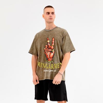 China Mingarment Low MOQ Streetwear Men Clothing High Quality 280gsm 100% Cotton T-Shirt Wholesale Printed T Shirt for Men for sale