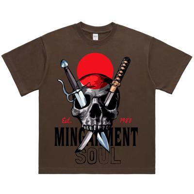 China Mingarment Crewneck Men 300gsm 100% Cotton Heavyweight Men'S T-Shirt Wholesale Printed Logo Designer Boxy T-Shirt for Men for sale