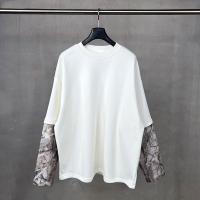 China Manufacturer Custom Streetwear Camouflage Long Sleeved Men's T-shirts Tree Patterned Color Blocking Camo Double Layer Tshirt for sale