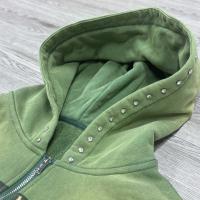 China Hot Selling Manufacturer Rhinestone Leopard Print Men's Hoodie Custom Heavyweight Vintage Distressed Zip up 100% Cotton Hoodie for sale