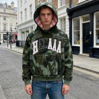 China Custom 100% Cotton Unisex Oversize Hoodies Retro Street-Style Camo Camouflage Heavyweight Boxy Rhinestone Embroidery Patch Logo for sale