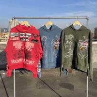 China Mingarment Wholesale High Quality Vintage Zip up Jacket Manufacturer Custom Embroidery Oversized Cotton Autumn Boxy Men's Hoodie for sale