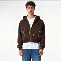 China Custom Rhinestone French Terry Blank Heavyweight 350g Oversized Baggy Loose Fit Street Hip Hop Vintage Thermal Sweatshirt Hoodie for sale