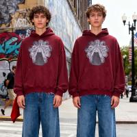 China Custom Oversized Heavyweight 100% Cotton French Terry DTG Print Hoodie Streetwear Cropped Screen Printing Pullover Hoodie Men for sale