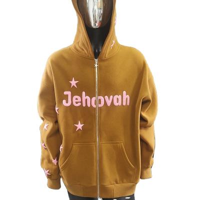 China New Arrival Zippered Hoodie Heavy Weight 100% Cotton Hoodie With Zipper Custom 3d Puff Printing Men's Zip-up Hoodies for sale