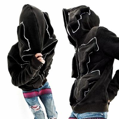 China OEM/ODM Custom logo Streetwear Heavyweight Cotton Full Face Zip Hoodie 3D  Full Zip up Hoodie for Men for sale
