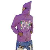 China Oem Hoodies Manufacturer Fleece Street Wear Men Total Zipper Over Face Jacket Custom Embroidery  Full Zip up Hoodie for sale