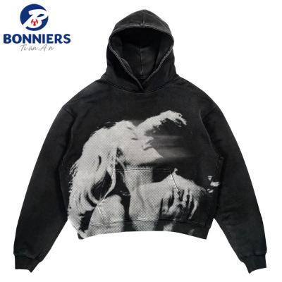 China Streetwear Hip Hop Graphic Luxury Hoodie High Quality French Terry Cut and Sew Hoodie Men Custom Oversized Heavyweight Hoodie for sale