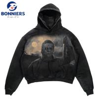 China Streetwear Hip Hop Graphic Luxury Hoodie High Quality French Terry Cut and Sew Hoodie Men Custom Oversized Heavyweight Hoodie for sale