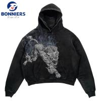 China Streetwear Hip Hop Graphic Luxury Hoodie High Quality French Terry Cut and Sew Hoodie Men Custom Oversized Heavyweight Hoodie for sale