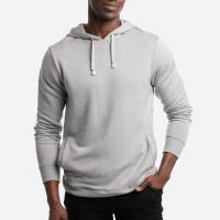 China Custom Logo Knit Embroidered Men Hoodies Cotton Blank Drawstring Slim Side Pocket Hoodie for sale