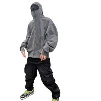 China Custom Design Logo Streetwear Plain Thick Cotton Blank Zip up Ninja Hoodie Sleeve Fleece Oversize Cropped Hoodies Men for sale