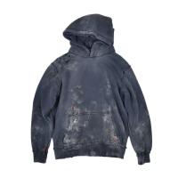 China Custom Logo Ink-splashing Oil Stains Old Holes Thickened French Terry Unisex Heavyweight Oversized Cropped Men Streetwear Hoodie for sale