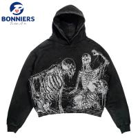 China OEM/ODE Custom logo 400gsm Fleece Fabric Wholesale 100% Cotton French Terry Mens Vintage Acid Washed Oversized Hood for sale