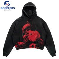 China OEM/ODE Custom logo 400gsm Fleece Fabric Wholesale 100% Cotton French Terry Mens Vintage Acid Washed Oversized Hood for sale