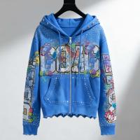 China Manufacturer Custom Men's Designer Heavyweight Acid Wash Rhinestone Hoodie Distressed Zip up Cropped Oversized Streetwear Hoodie for sale