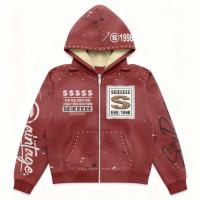 China Custom Acid Wash Vintage Rhinestone Heavyweight Streetwear Tracksuit Leopard Sweatsuit Zip up Flared Sweatpants and Hoodie Sets for sale