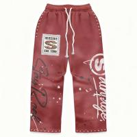 China Custom Acid Wash Vintage Rhinestone Heavyweight Streetwear Tracksuit Leopard Sweatsuit Zip up Flared Sweatpants and Hoodie Sets for sale