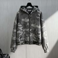 China Custom High Quality Camouflage Rhinestone 100% Cotton Heavyweight Zip up Hoodie Manufacturer Camo Streetwear Hoodie for Men for sale