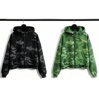 China Custom High Quality Camouflage Rhinestone 100% Cotton Heavyweight Zip up Hoodie Manufacturer Camo Streetwear Hoodie for Men for sale