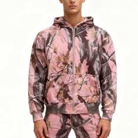 China Manufacturer Custom Heavyweight Camo Zip up Oversized Men's Hoodie Camouflage Sudaderas Hombre Streetwear Cotton Boxy Hoodie for sale