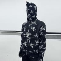 China Custom Full Face Zip up Heavyweight Men's Hoodie Vintage Printed Streetwear Casual Oversized Fashion Graphic Baggy Hoodie Men for sale