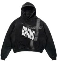 China OEM/ODM Heavyweight New Fashionable Custom Logo Printing Hoodie Men Streetwear Distressed Acid Wash 450 500gsm Cotton Hoodies for sale