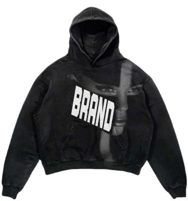 China OEM/ODM Heavyweight New Fashionable Custom Logo Printing Hoodie Men Streetwear Distressed Acid Wash 450 500gsm Cotton Hoodies for sale