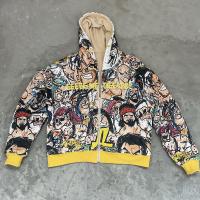 China Heavyweight Streetwear All Over Dtg Printed Distressed Zip up Hoodie for Men Custom Boxy Reversible Boxy Sudaderas Hombre Jacket for sale