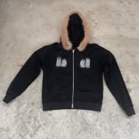 China Wholesale Custom Heavyweight Distressed Zip up Faux Fur Hood Hoodie for Men Streetwear Oversized Cotton Jacket Sudaderas Hombre for sale