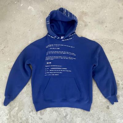China Custom Sweatshirt Fleece Cotton French Terry Oversized Letter All Over Print Streetwear Unisex Cropped Heavyweight Hoodie Men for sale