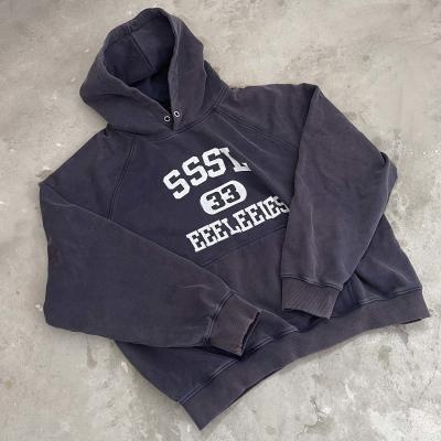China Manufacturer Custom Vintage Acid Wash 100% Cotton Sweatshirt Hoodie High Quality Distressed Boxy Oversized Hoodie Men Streetwear for sale