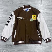 China High Quality Custom Men's Waterproof Baseball Uniform Chenier Embroidered logo Leather Sleeves Down Jacket Coat for Men for sale