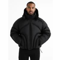 China OEM Windproof Bubble Padded Puffer Men's Jacket Custom Removable Hood Printed Thick High Quality Winter Coat Jacket for Men for sale