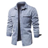China Trending Product Hot Selling Jogger Acid Wash Men's Shirt Jacket Wholesale Custom Button Vintage Long Autumn Jacket for Men for sale