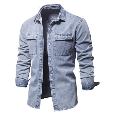 China Trending Product Hot Selling Jogger Acid Wash Men's Shirt Jacket Wholesale Custom Button Vintage Long Autumn Jacket for Men for sale