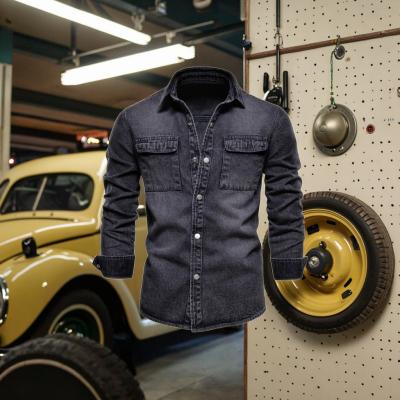 China Manufacturer Wholesale Vintage Heavyweight Men's Denim Jacket Custom Long Sleeve Button Streetwear Outdoor Shirt Jacket for Men for sale