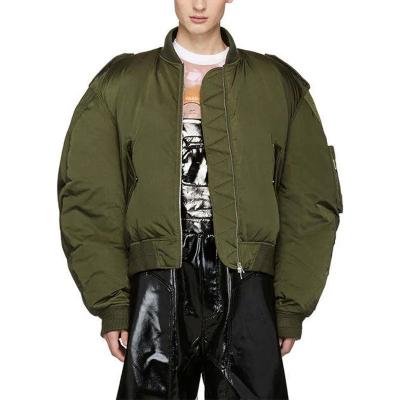 China Oem Custom Logo Winter New Design Mens Cotton Down Puffer Jacket Filled Cropped Pilot Windproof Bomber Jacket for sale